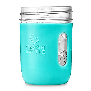 Mason Bottle Silicone Sleeve: Fits Any 8 Ounce Regular-Mouth Mason Jar, Extra Grip and Protection, Non-Toxic, Dishwasher Safe, Made in The USA (Agave Color)