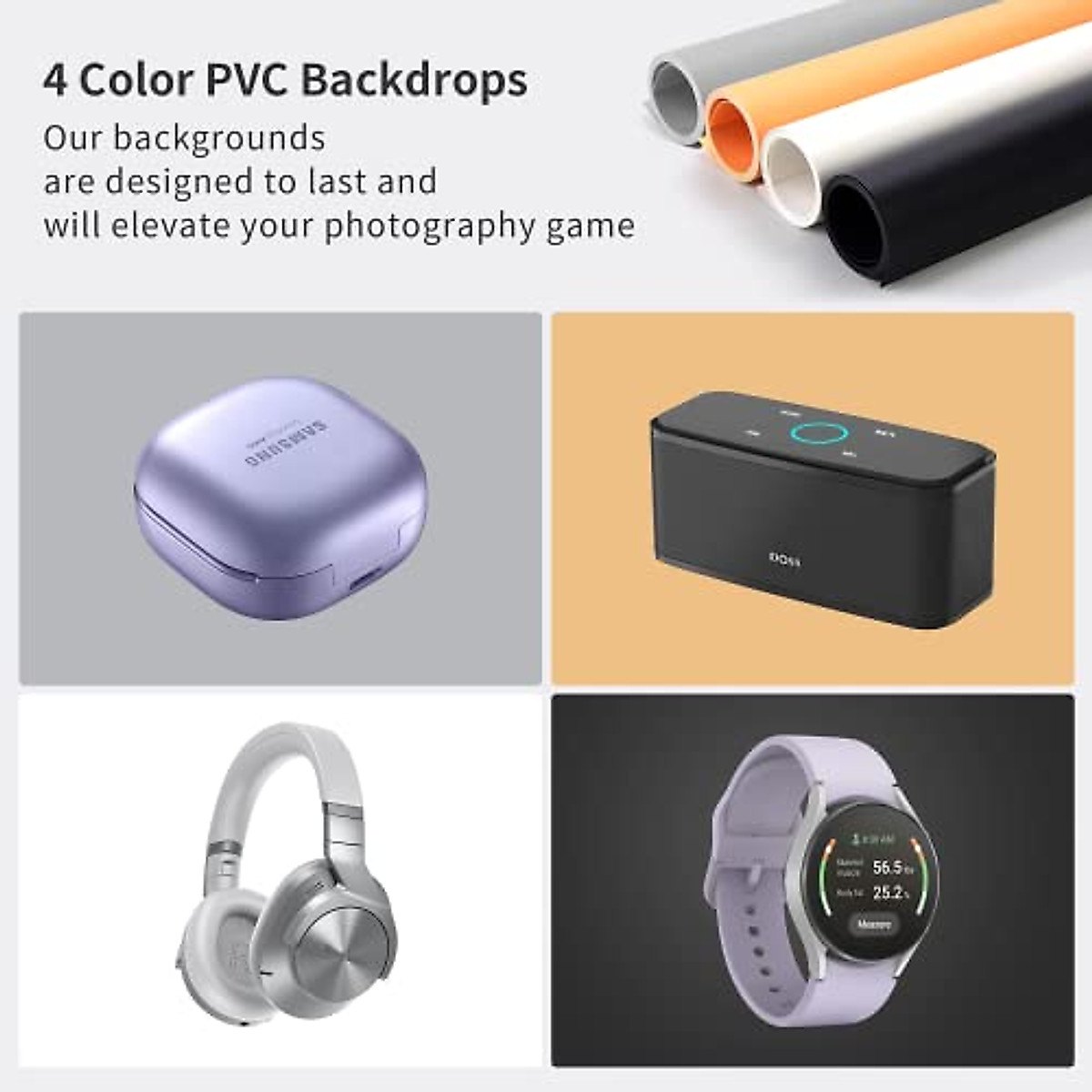 RALENO® 20''X20'' Photo Studio Light Box, Portable Dimmable Shooting Tent Kit with 120 LED Lights(5500K, 92 CRI) Includes 4 PVC Anti-Dust Backgrounds (Black, Grey, Orange, White)