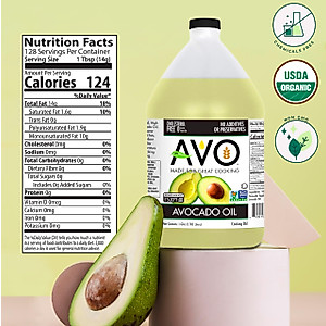AVO NON GMO 100% Avocado Oil, 1 Gallon 128 Fl-oz, NO Preservatives Added