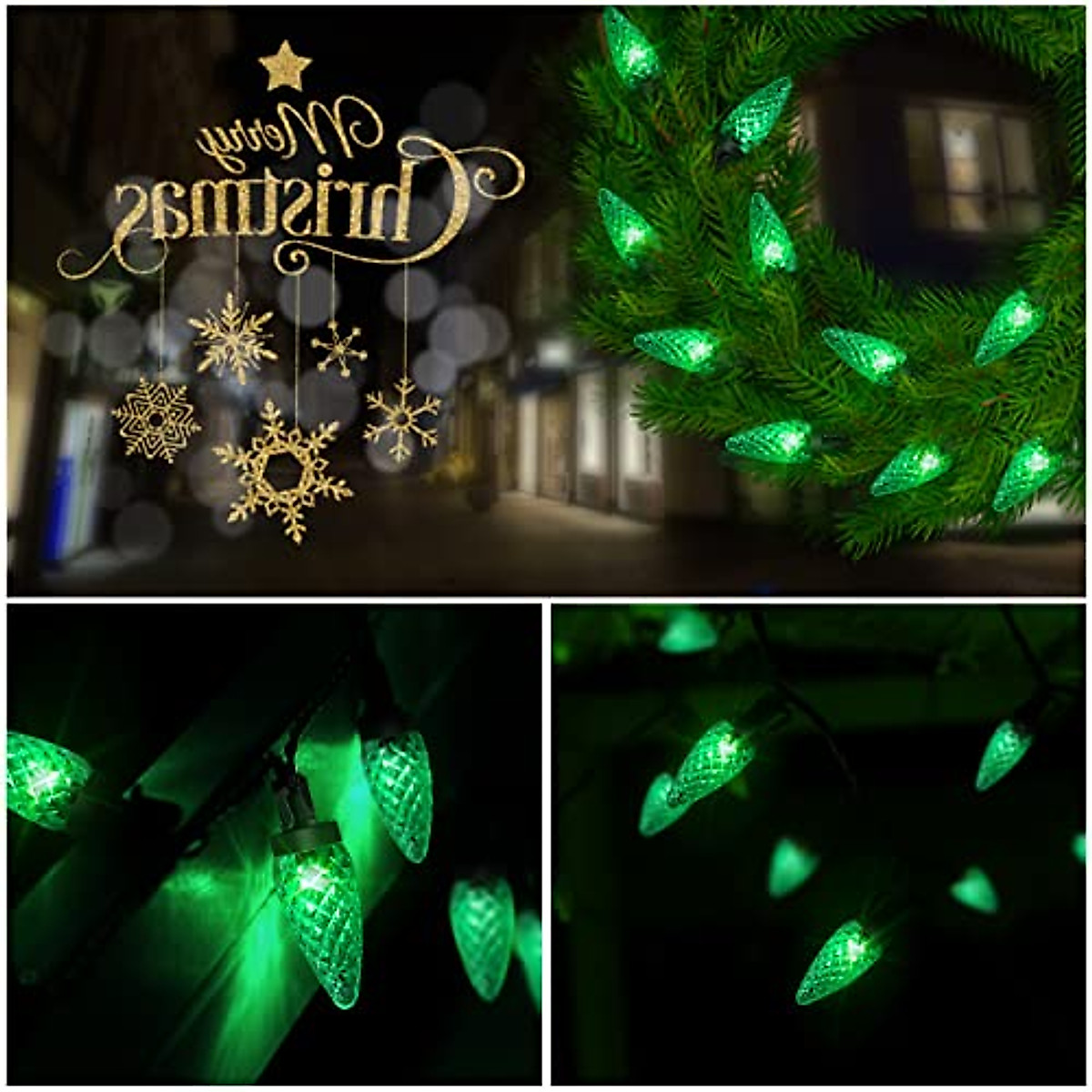 Anycosy Christmas Lights, St. Patrick's Day String Lights, 16.4 Ft 50 LEDs C6 Battery Operated Strings Lights 8 Modes for Party Garden Patio Indoor Outdoor Christmas Decorations, Green