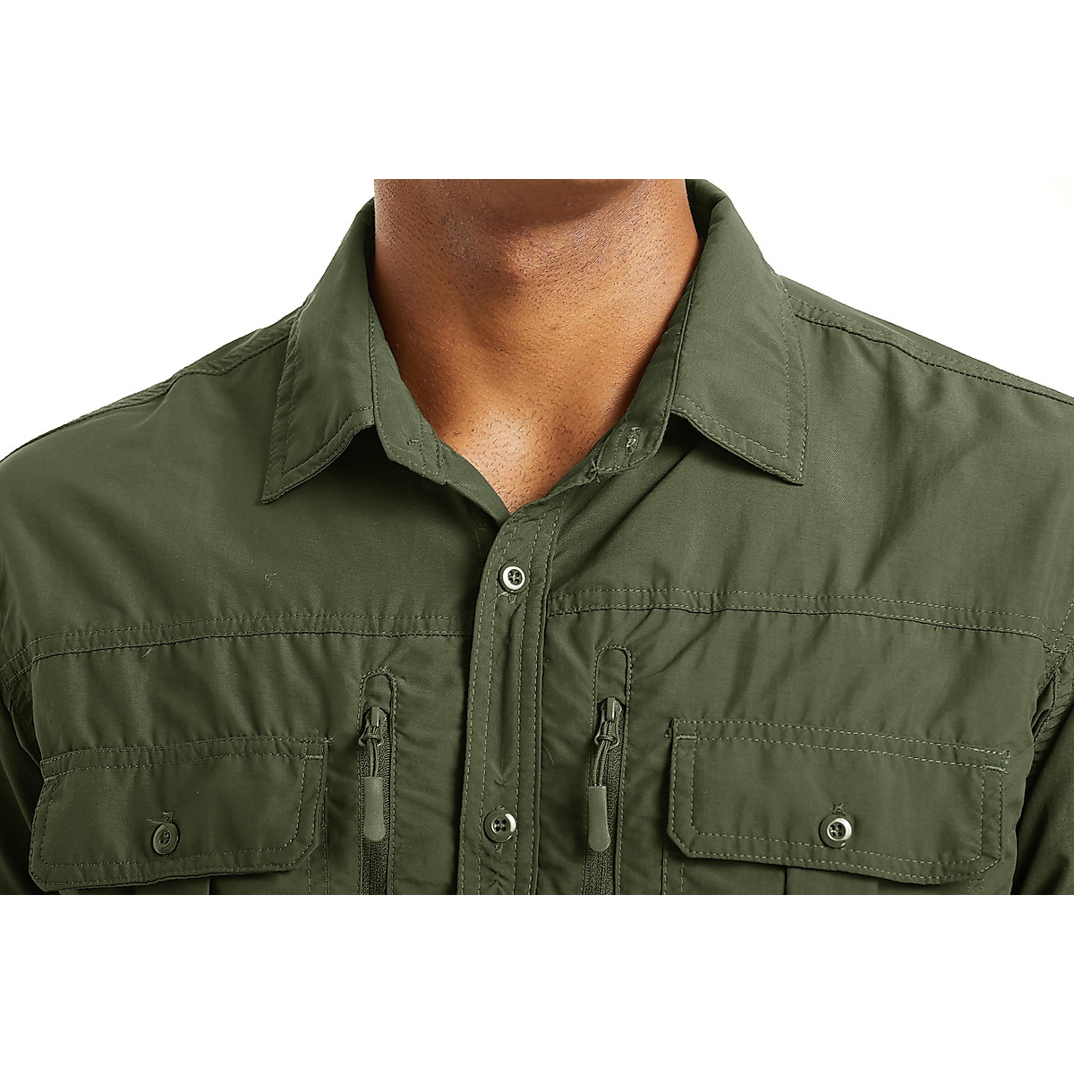 MAGCOMSEN UV Protection Shirts for Men Fishing Shirts for Men Long Sleeve Shirts for Men Hiking Shirts Work Shirts Army Green XL