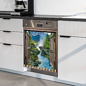 Dishwasher Magnet Cover Athabasca Falls Gorge Jasper Canada Magnetic Refrigerator Stickers Decorative Appliance Cover Fridge Panels Metal Door Garage 23x26in