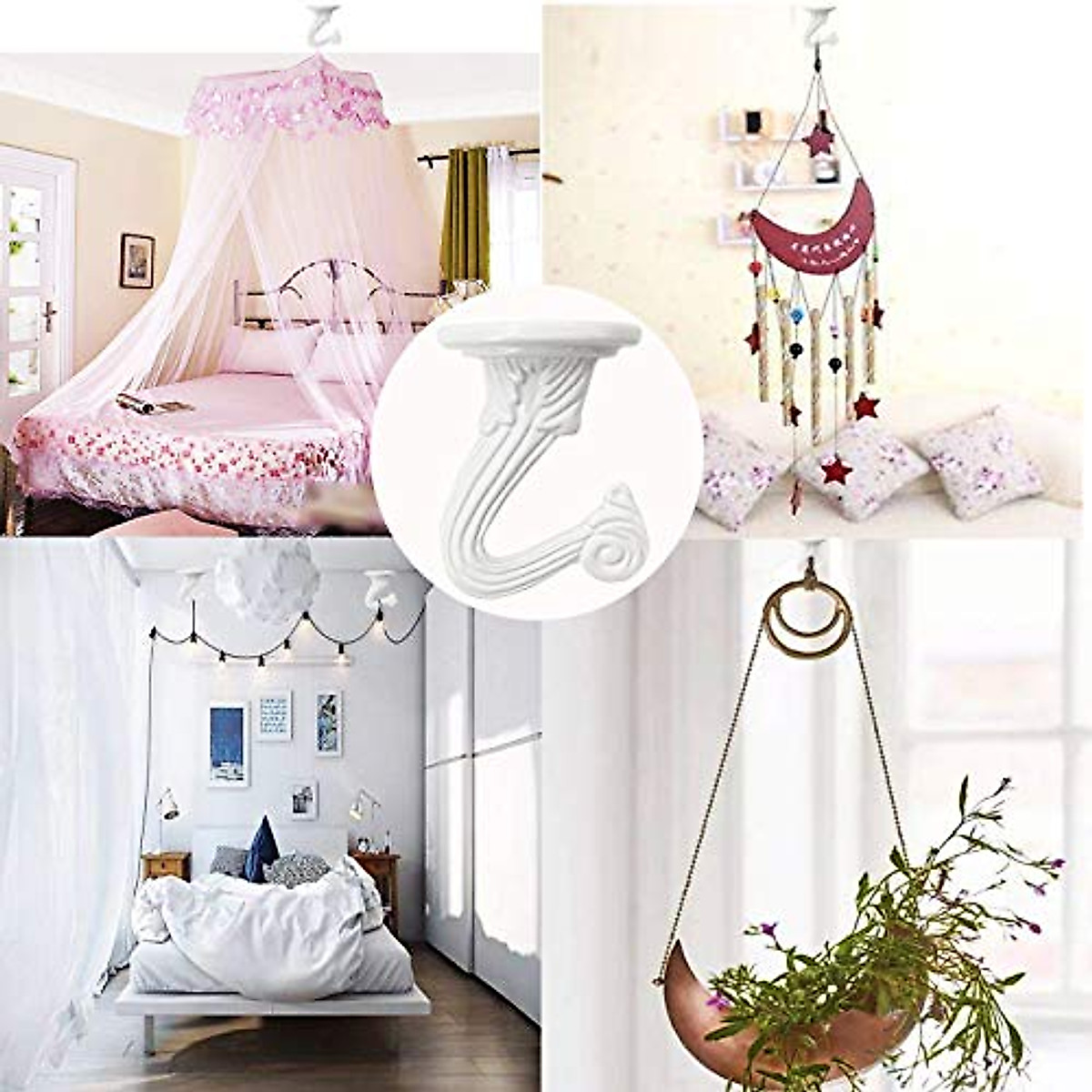 10 Sets Ceiling Hooks - Heavy Duty Swag Hook with Hardware for Hanging Plants Ceiling Installation Cavity Wall Fixing White