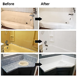 Bathtub Refinishing Kit White, 17oz Bathtub Resurface kit Bathroom Countertop Paint Repair Kit Porcelain Sink Paint Fiberglass Bathtub Paint Tile Refinishing Kit