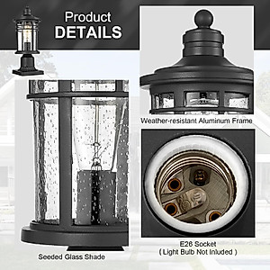 Darkaway Outdoor Post Lights Lamp Posts Outdoor Lighting, Waterproof Aluminum Post Lights Outdoor Light Fixtures with Glass, Light Posts for Outside Patio Yard (1 Pack, Black)