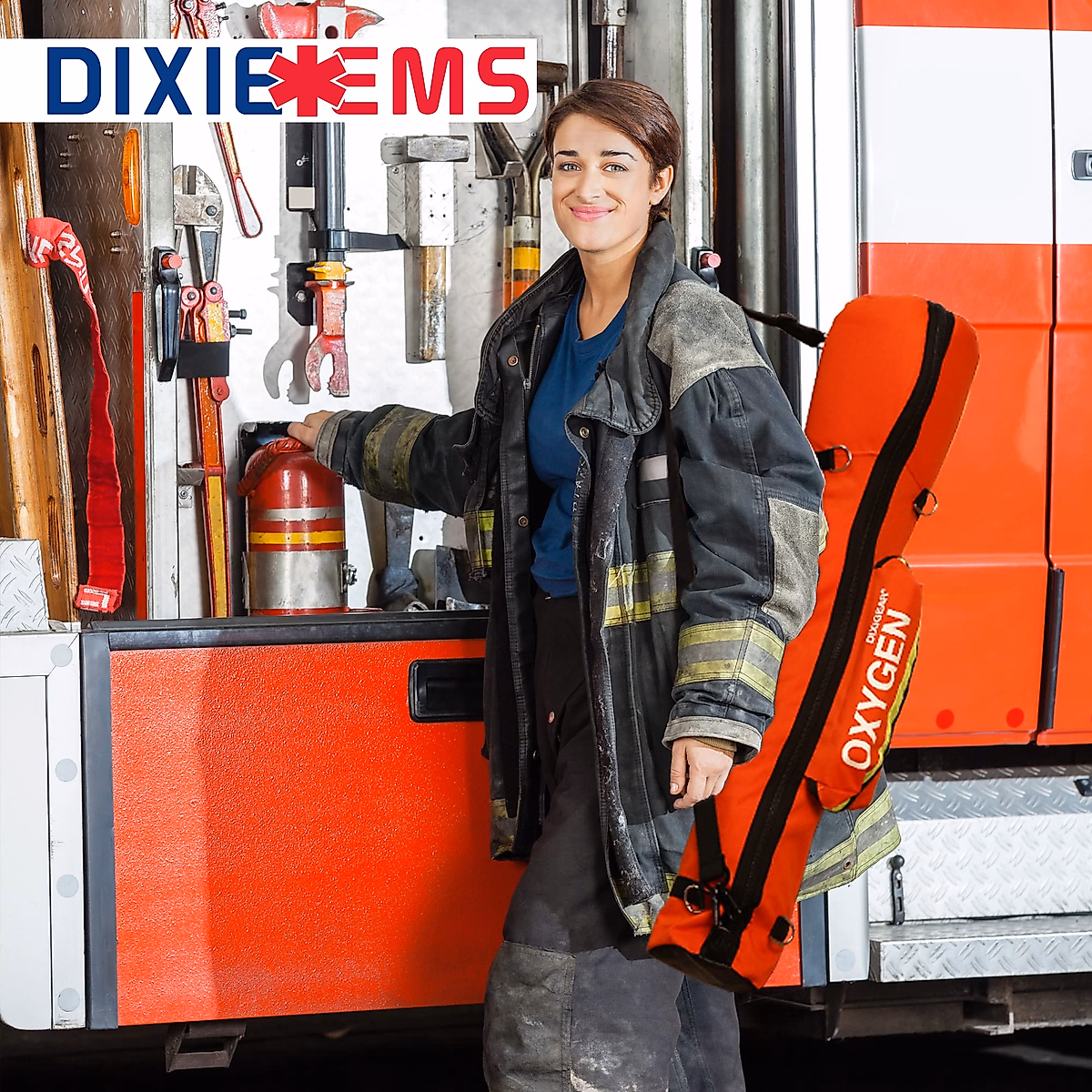 Dixie Ems O2 Shoulder Bag for E Size O2 Cylinder and Supplies, Oxygen Tank Carry Pack with Padding