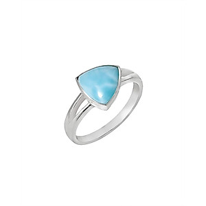 YoTreasure Natural Larimar Ring Solid 925 Sterling Silver Jewelry Gifts For Women