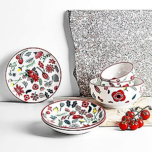 GagalU Fine Dinnerware Set,10 Piece Dinnerware Set, Ceramic Tableware Set, Dinner Plates and Bowls, American Multicolor Pastoral Floral, Service for 2