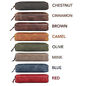 Londo Genuine Leather Zipper Pen, Pencil & Cosmetic Case(Cinnamon)