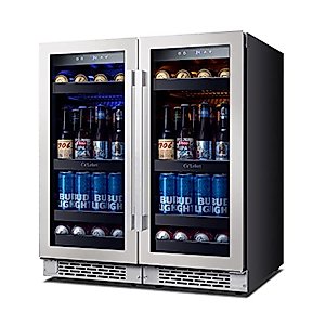 Ca'Lefort Beverage Refrigerator,15" Beverage Fridge and 15" Beverage Cooler Side-by-Side for Chilled Beer Soda or Wine, Built-In for Kitchen Office, Holds 200 Cans