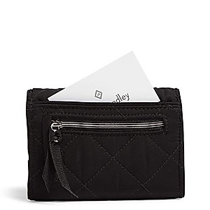 Vera Bradley Women's Performance Twill Riley Compact Wallet With RFID Protection, Black, One Size