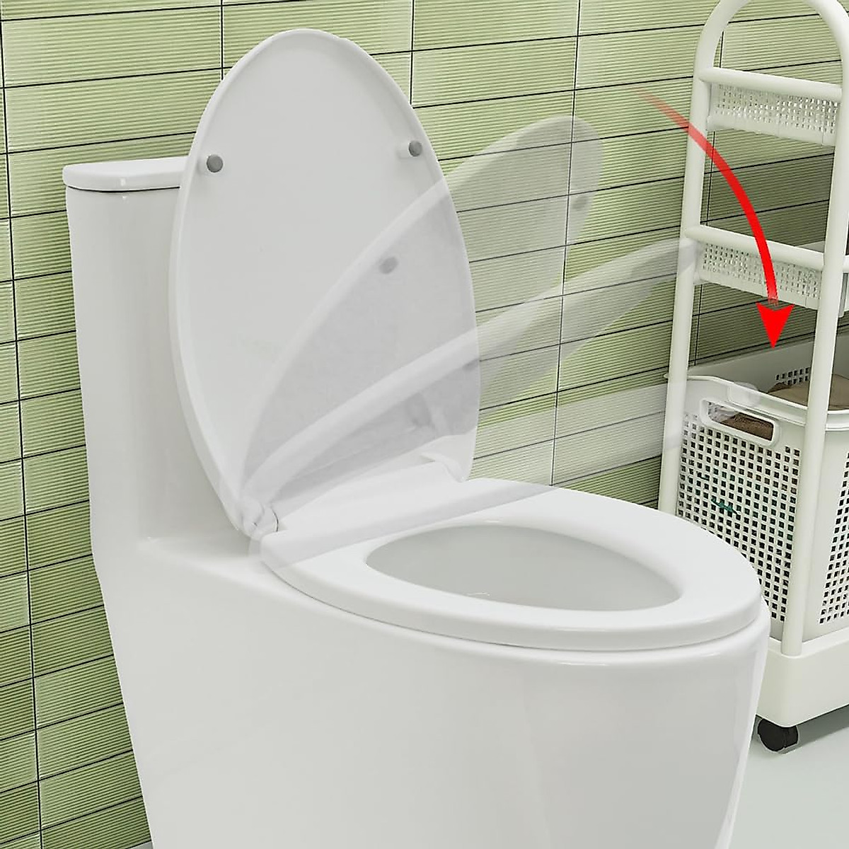 DAYAO Premium Elongated Toilet Seat with Cover Quiet Close, Two-Click to Quick Release, Easy Installation Never Loosen Hinge, Slow Close Toilet Seat and Cover, Easy Cleaning-White Color (Elongated)