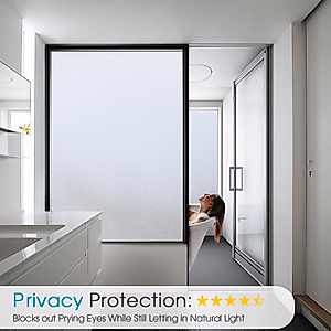 Coavas Window Privacy Film Frosted Glass Window Film Non Adhesive Static Cling Window Tint Film for Bathroom Door Vinyl Frosting Stickers Heat Control Home Winter Coverings(17.5 x 78.7 Inch, Pure)