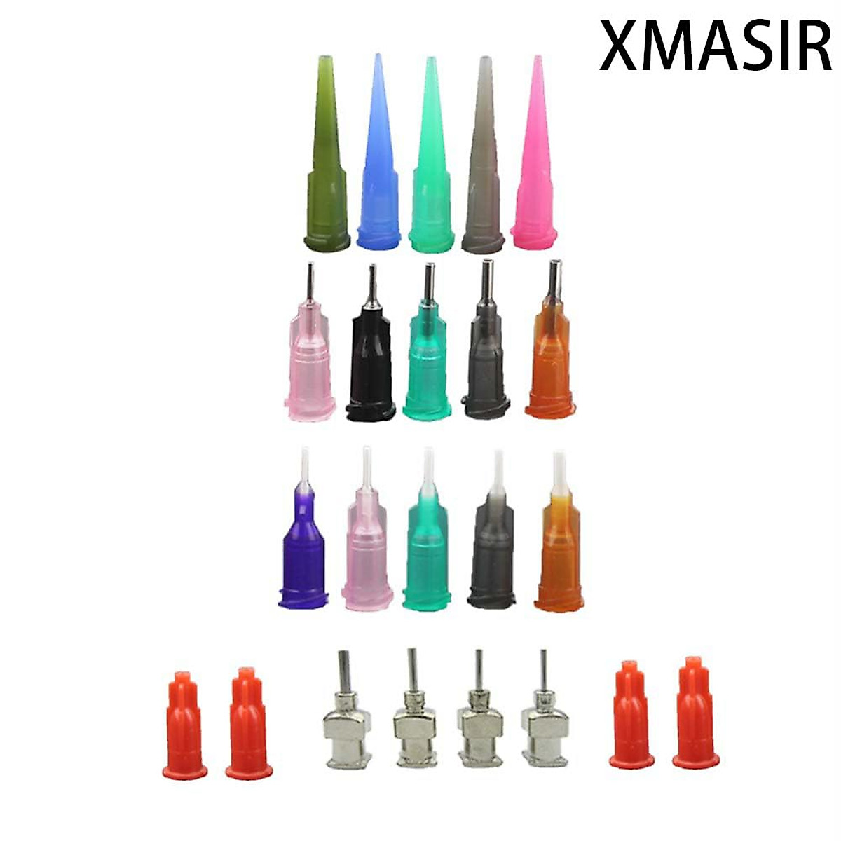 Xmasir Jagua Henna Applicator Bottles Kit for Tattoo Body Paint,Multi Purpose Precision Applicator Set 4 Pcs 1 Oz. Henna Bottle with 4 Pcs Caps 16 Pcs Needle Tips Sizes