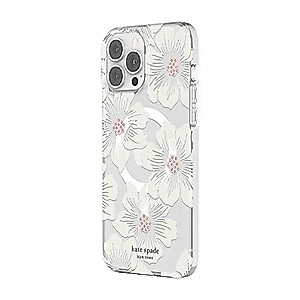 kate spade new york Protective Hardshell Case for MagSafe for iPhone 13 Pro Max - Hollyhock Floral Clear