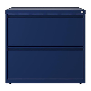 Hirsh 30" W 2 Drawer Metal Lateral File Cabinet Set Navy with Front to Back Rails, Fully Assembled