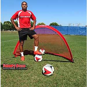 PowerNet Popup Soccer Goals Portable Net | 2 Goals with Carrying Bag | Durable Lightweight Frame | Quick Setup Easy Folding Storage | Multiple Sizes (4x3 Round Popup)