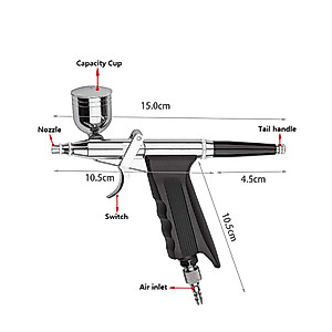 Uovviney Trigger Airbrush Gun with 0.5mm Needle Airbrush Spray Gun for Art Model Hobby Painting