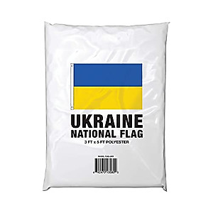 Ukraine Flag F3X5-UKR 3 x 5-Ft Ukrainian National Flag, Polyester with Brass Grommets, Blue, Yellow