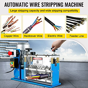 VEVOR Electric Wire Stripping Machine, 370W 0.06" - 1.5" Automatic Motorized Cable Stripper w/ 75 Feet/Minute Speed, 11 Channels 10 Blades Strip Machinery, Scrap Handling Tool for Recycling Copper