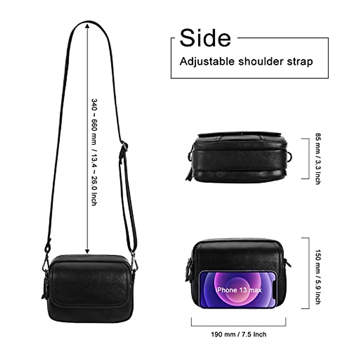 SMITH SURSEE Small Crossbody Shoulder Bag for Women, Genuine Leather Clutch Purse Cellphone Bags and Casual Handbags