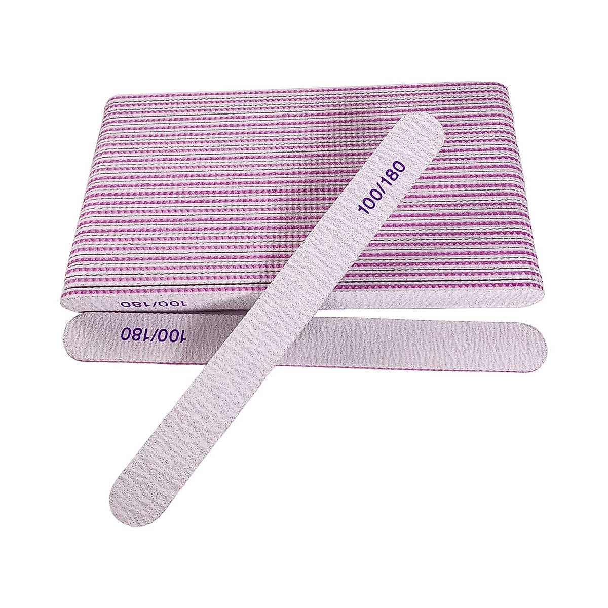 Nail File (25 Pcs), Emery Board Nail Files for Natural Nails and Acrylic Nails, Double Sided 100/180 Grit for Fingernail, Professional Reusable Washable Emery Board Manicure Pedicure Tool Gray