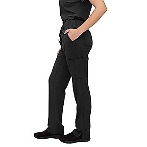 SOULFUL SCRUBS for Women 6 Pocket, Cargo Pant - Stylish Medical Scrub Pant with Midrise Fit for Woman 3500 Caroline- Medium Black - Medium,Black