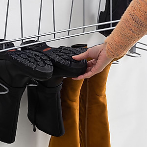 MyGift Premium Silver Metal Hanging Wall Shoe Rack for Walk in Closet, Mudroom and Entryway, Wall Mounted Space Saving Boot and Shoe Rack Organizer, Holds 9 Pairs