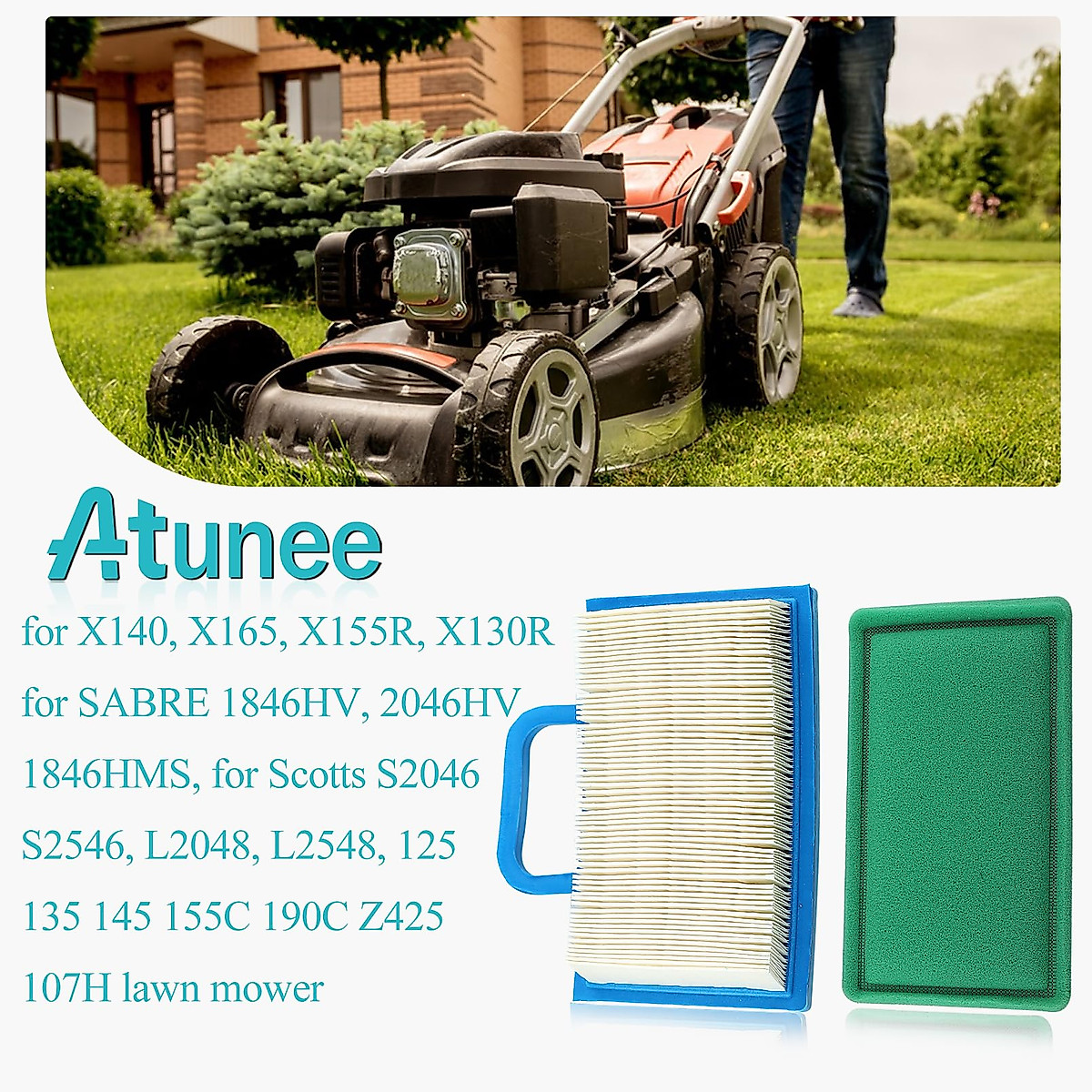 Atunee GY21056 Air Filter with AM125424 Oil Filter for John Deere LA120 LA130 LA140 LA150 L120 LA135 LA145 D130 D140 Lawn Mower