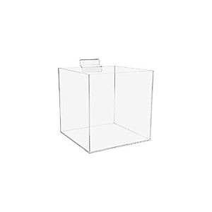 Marketing Holders Slatwall 5 Inch Square Bin Hanging 5 Sided Cube Premium Acrylic Storage Box Garages Boutiques Candy Movie Theatres Cups Shot Glasses