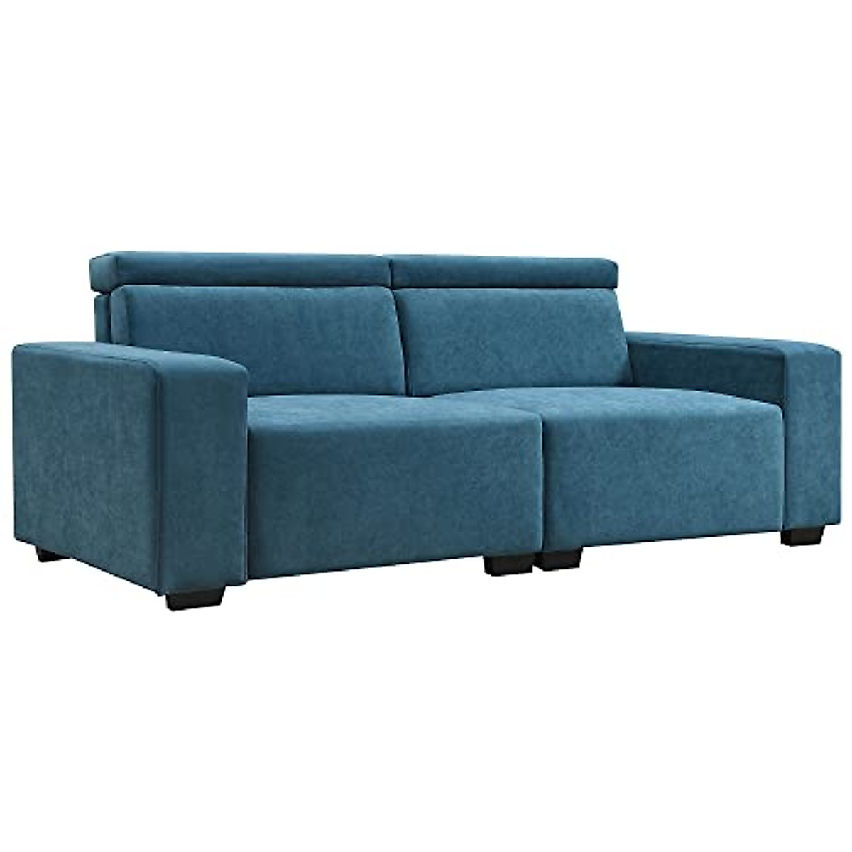 Bellemave Upholstered Sofa Couch 2-Seater Sectional Sofa Couch Velvet Loveseat with Multi-Angle Adjustable Headrest, Spacious and Comfortable for Living Room, Apartment, Office (Light Blue)