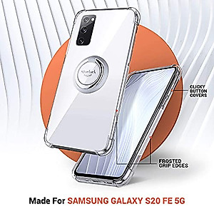 Silverback Galaxy S20 FE 5G Case Clear with Ring Kickstand, Protective Soft TPU Shock -Absorbing Bumper Shockproof Phone Case for Samsung Galaxy S20 FE 5G -Clear