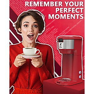 KINGTOO Single Serve Coffee Maker, Single Serve K Cup Coffee Maker for K-Cup Pod & Ground Coffee, Thermal Drip Instant Mini Coffee Machine with Self Cleaning Function, Brew Strength Control