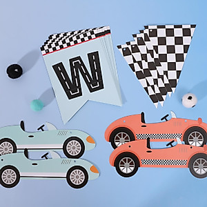 Two Fast Banner - Two Fast Birthday Decorations,Two Fast Car Birthday Party,Racing Second Birthday Decorations,Race Car Two Fast Flag Banner