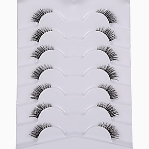 GMAGICTOBO False Eyelashes Natural Half Lashes Short Wispy Clear Band Lashes Pack Cat Eye 3D Faux Mink Lashes Fake Eyelashes 7 Pairs Multipack