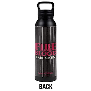 Game of Thrones OFFICIAL Targaryen Sigil 24 oz Insulated Canteen Water Bottle, Leak Resistant, Vacuum Insulated Stainless Steel with Loop Cap, Black