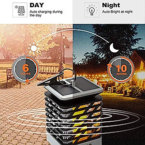 Zhenmu home Waterproof LED Solar Flame Garden Light Wall Light Outdoor Stair Lighting Safety Light Candle Hanging Solar Lantern