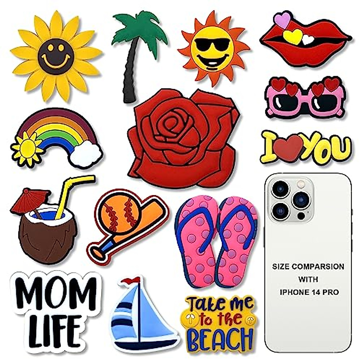 Qujior 6 Pack Bog Bag Charms, 3" Rubber Tote Bag Bits Charms, Bag Accessories Charms for Bogg Bag