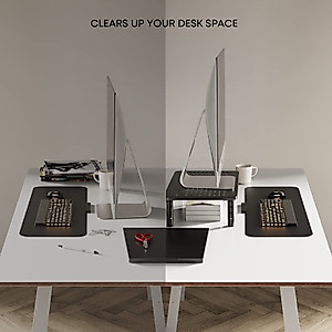 PUTORSEN Monitor Stand Riser with Vented Metal 3 Height Adjustable Monitor Stand for Computer, Laptop, iMac, PC, Printer, Desktop Ergonomic Monitor Riser Stand with Non-Skid Rubber, 1 Pack