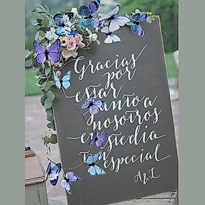 Artificial Butterfly Garland, Fake Butterfly Decorative Vines, DIY 3D Unique Butterfly Hanging Decor for Home Wall Easter Spring Flowers Party Wedding Arch Shopping (Dark Blue)