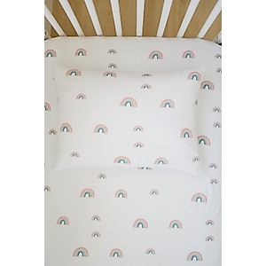 Ecolino Fitted Crib Sheet, 100% Organic Cotton Baby Crib Sheets for Boys and Girls. Fits Standard Crib and Toddler Mattresses, Soft and Breathable in Rainbow