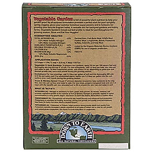 Down to Earth Organic Vegetable Garden Fertilizer 4-4-4, 5lb
