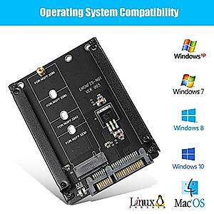 BEYIMEI M.2 NGFF to SATA Adapter Card, B-M Key, Supports 2230, 2242, 2260, 2280mm M.2 SSDs