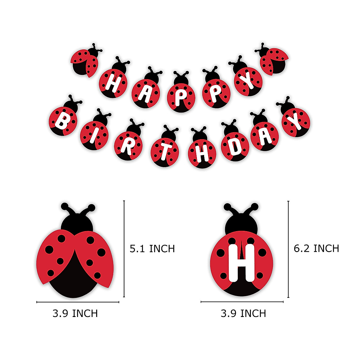 Ladybug Birthday Banner, Cute Ladybird Bday Bunting Sign, Insect Theme Baby Shower Decorations
