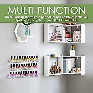 Nail Polish Rack Organizer, 6PCS/Set Acrylic Shelves, Floating Bookshelf for Kids, Shelf for Book Display Makeup Product Spice Organizer, Wall Mounted Shelf