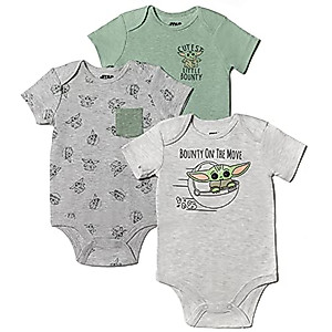 STAR WARS The Mandalorian Baby Yoda Baby Boys Bodysuit Pants Green/Grey/Oatmeal 0-3 Months