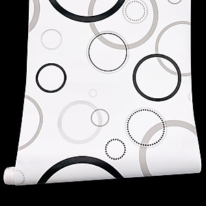 Yifely Black Gray Circles Removable Shelf Drawer Liner Dustproof Furniture Paper 17.7 Inches by 9.8 Feet