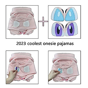 WAWRTOU Unisex Pink Onesie Pajamas Cartoon Cosplay Animal Onesie Christmas Costume Sleepwear Homewear- zipper Close