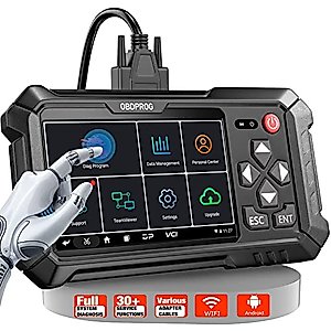 Motorcycle Diagnostic Scan Tool, OBDPROG Moto 100 Full System Scanner for Harley Honda Yamaha Victory Indian Polaris Brp, Engine ABS TPMS Auto Scan Code Reader, Oil Light Reset, 5.0 Touch Screen