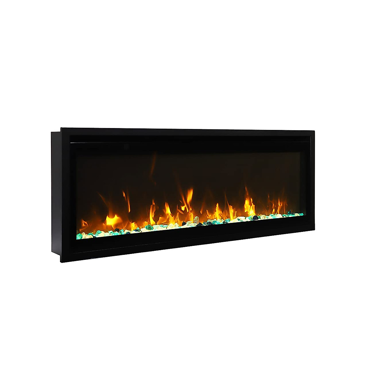 45" Extra Slim Indoor Only Electric Fireplace with Black Steel Surround